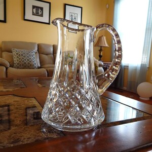 Antique Cut Lead Crystal Pitcher, Tall Heavy Crystal Pitcher, Victorian ...