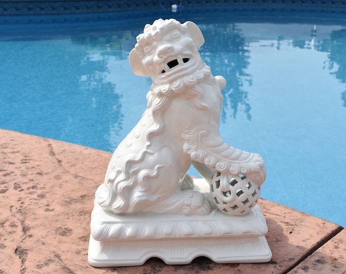 RESERVED White Foo Dog ETHAN ALLEN Italy, Large Foo Dog Ceramic ...