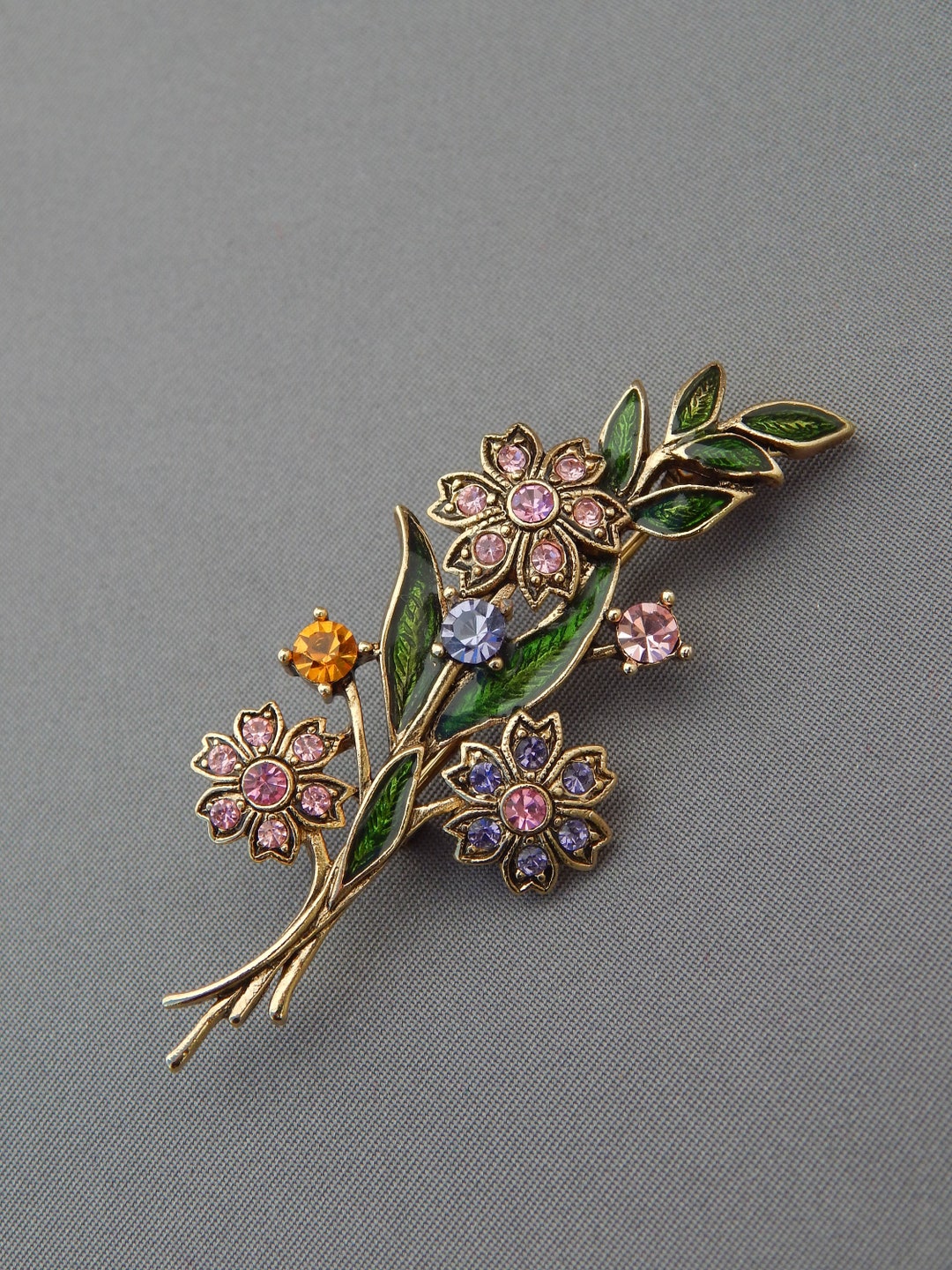 Enamel Flower Pin, Enamel Rhinestone Flowers Brooch Metal Flower ...