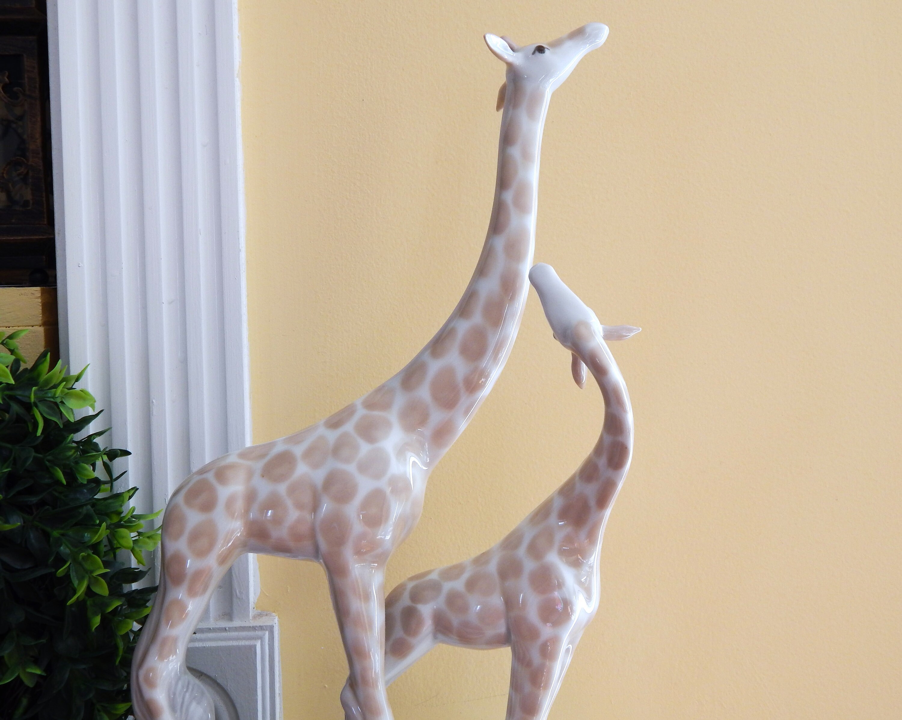 Porcelain Giraffe Sculpture MIQUEL REQUENA Spain Vintage Giraffe Mother ...