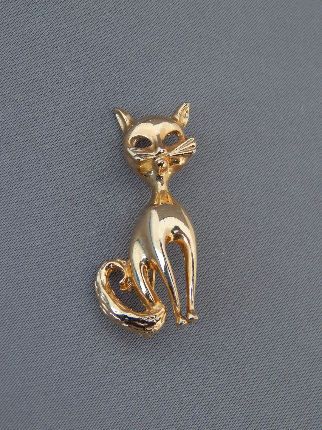 Vintage Cat Pin Gold Tone Cat Brooch Golden Cat Pin Figural Etsy