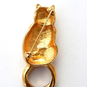 AVON Cat Pin Gold Tone, Golden Cat Rhinestone Eyes Brooch Pin, Cat ...