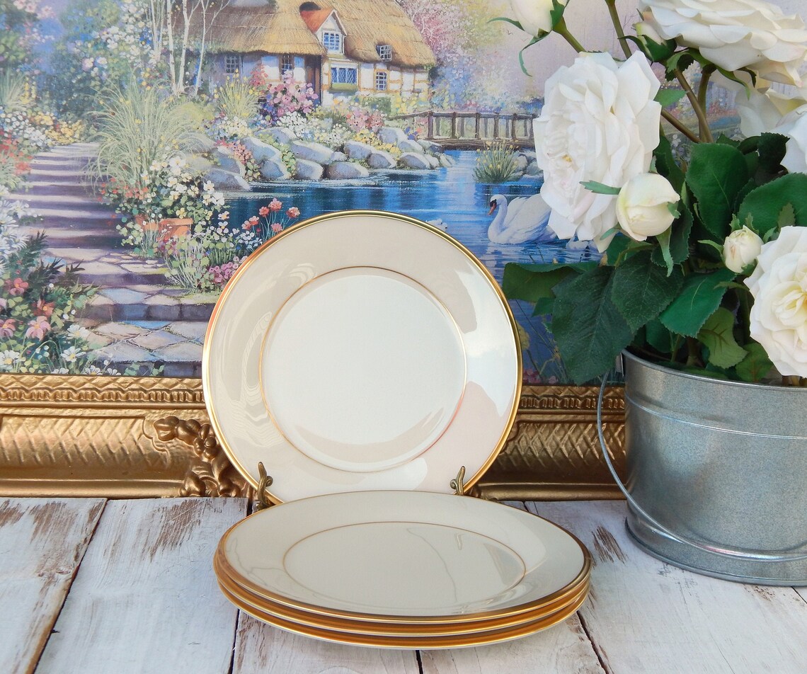 LENOX ETERNAL Cake Plates Salad Plates Set of 4 Ivory White - Etsy