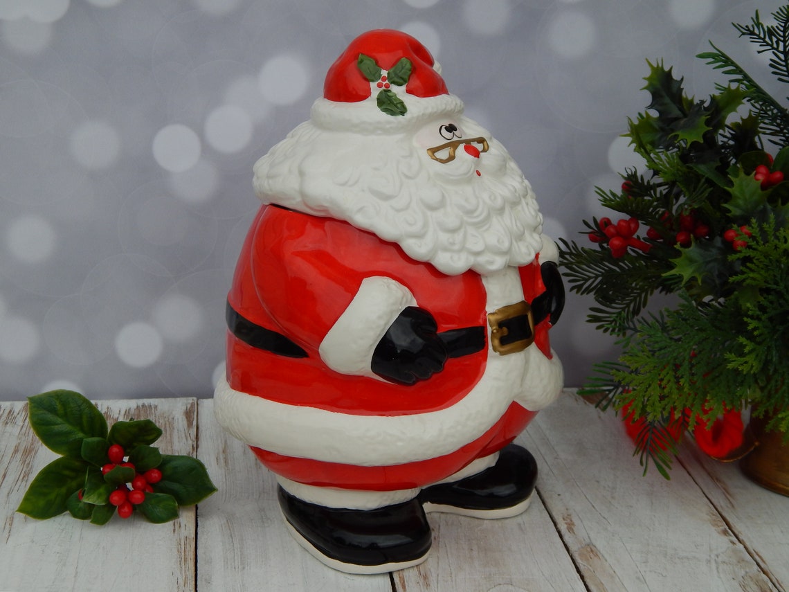 Santa Cookie Jar Windsor Collection Round Santa Claus - Etsy