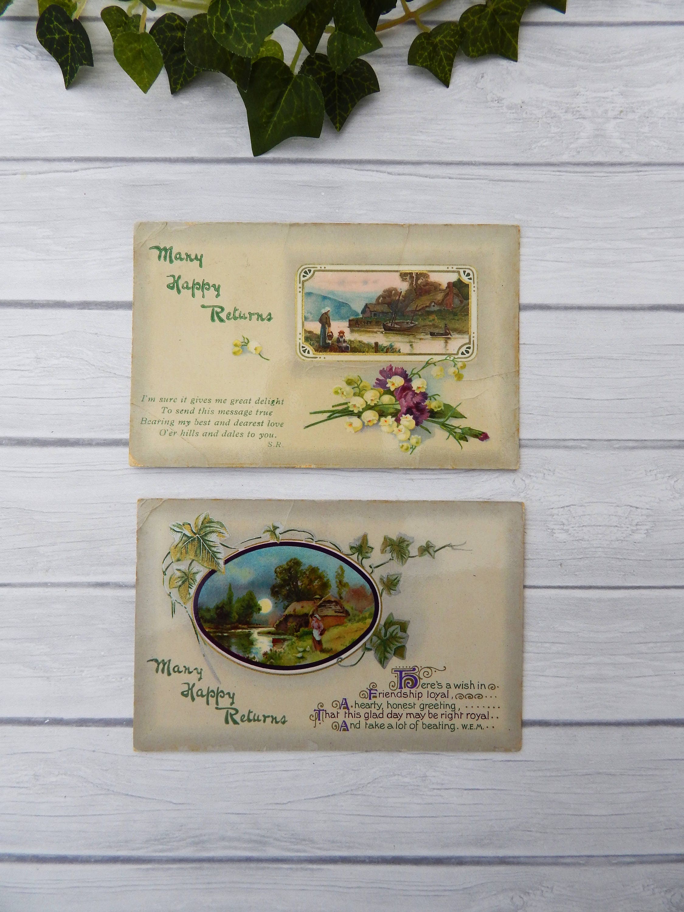 Antique Birthday Greetings Postcard Lot of 5, WWI Era Postcards ...