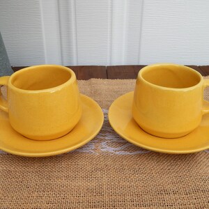 FRANKOMA Teapot Cups Mustard Yellow Pottery, Vintage Set of 2 Tea Cups ...