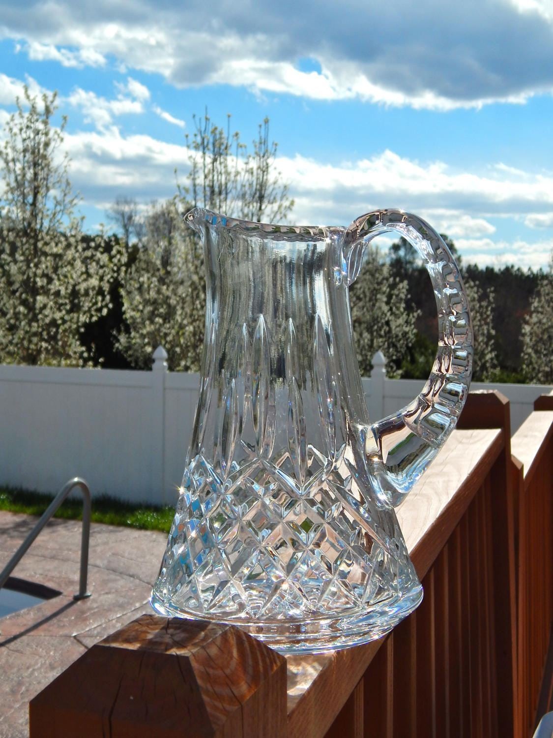 Antique Cut Lead Crystal Pitcher Tall Heavy Crystal Pitcher - Etsy