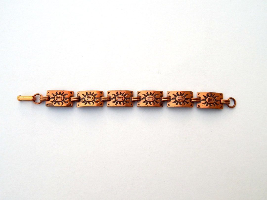 Copper Link Bracelet Aztec Sun Southwestern, Copper Bracelet Sun Ethnic ...