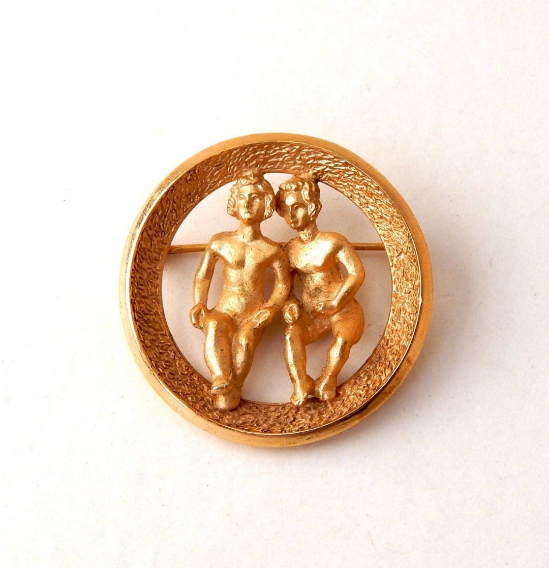 Vintage GEMINI Pin TRIFARI, RARE! Zodiac Pin Gemini Astrology, Mid ...