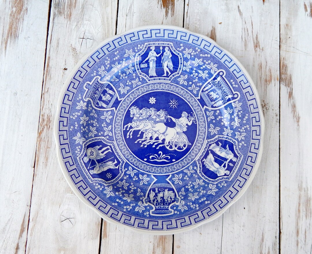 SPODE GREEK Dinner Plate 10.5" Blue Room Traditions ENGLAND, White and ...