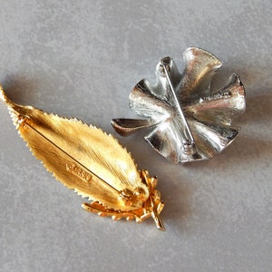 Vintage Leaf Pin Signed, Gold Leaf Pin BSK, Silver Leaf Pin Sarah ...
