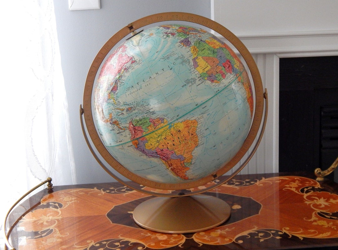 Vintage World Globe, 12" Globe REPLOGLE World Nations, Big Earth Globe ...