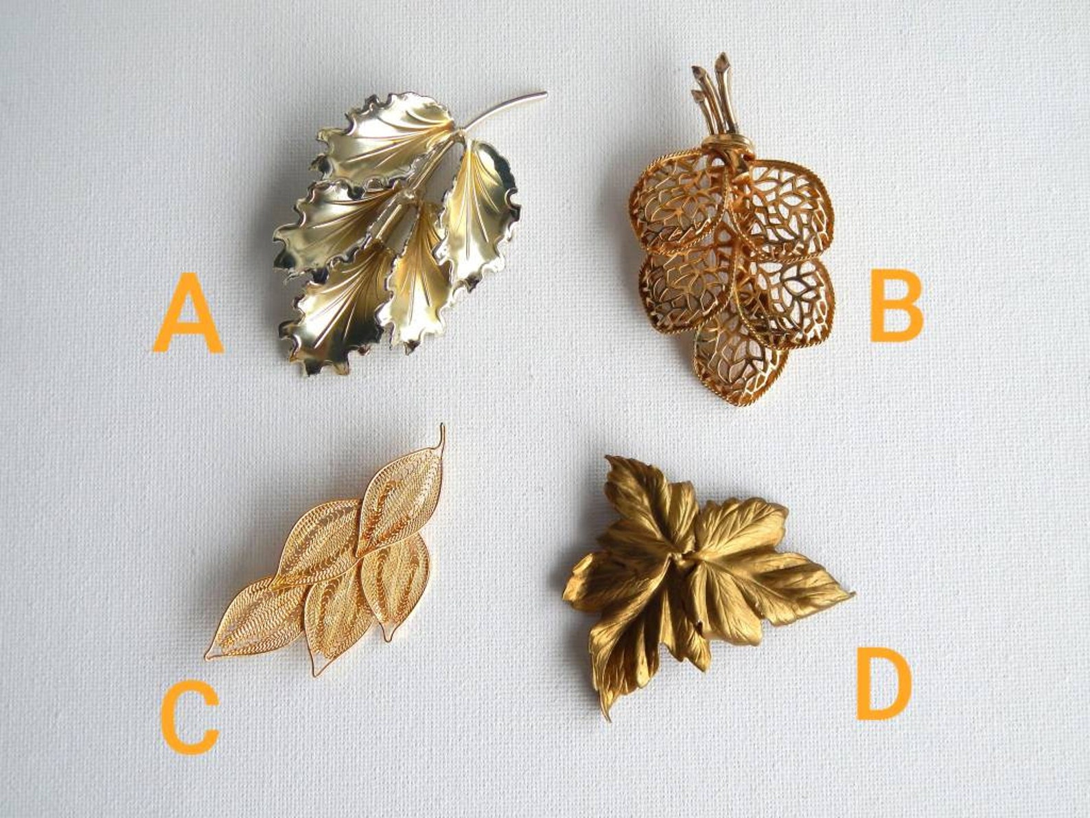 Gold Leaf Pin Filigree Leaf Pin Gold Tone Brass Maple Leaf - Etsy