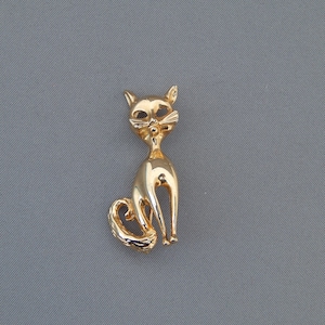 Vintage Cat Pin, Gold Tone Cat Brooch, Golden Cat Pin, Figural Pin ...