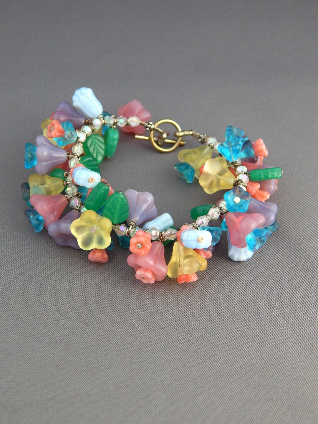 Floral Cha Cha Bracelet, Multi Color Bracelet Flower Charms Crystals ...