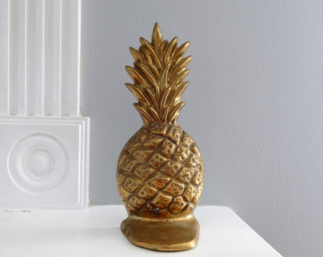 Brass Pineapple Bookend or Doorstop, Single Bookend Golden Brass ...