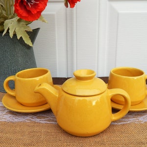 FRANKOMA Teapot Cups Mustard Yellow Pottery, Vintage Set of 2 Tea Cups ...