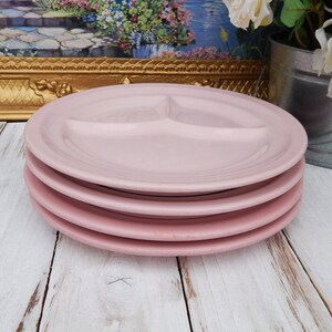 Pink Divided Plates Set of 4 FLAMINGO Wellsville SHELL PINK Sterling ...