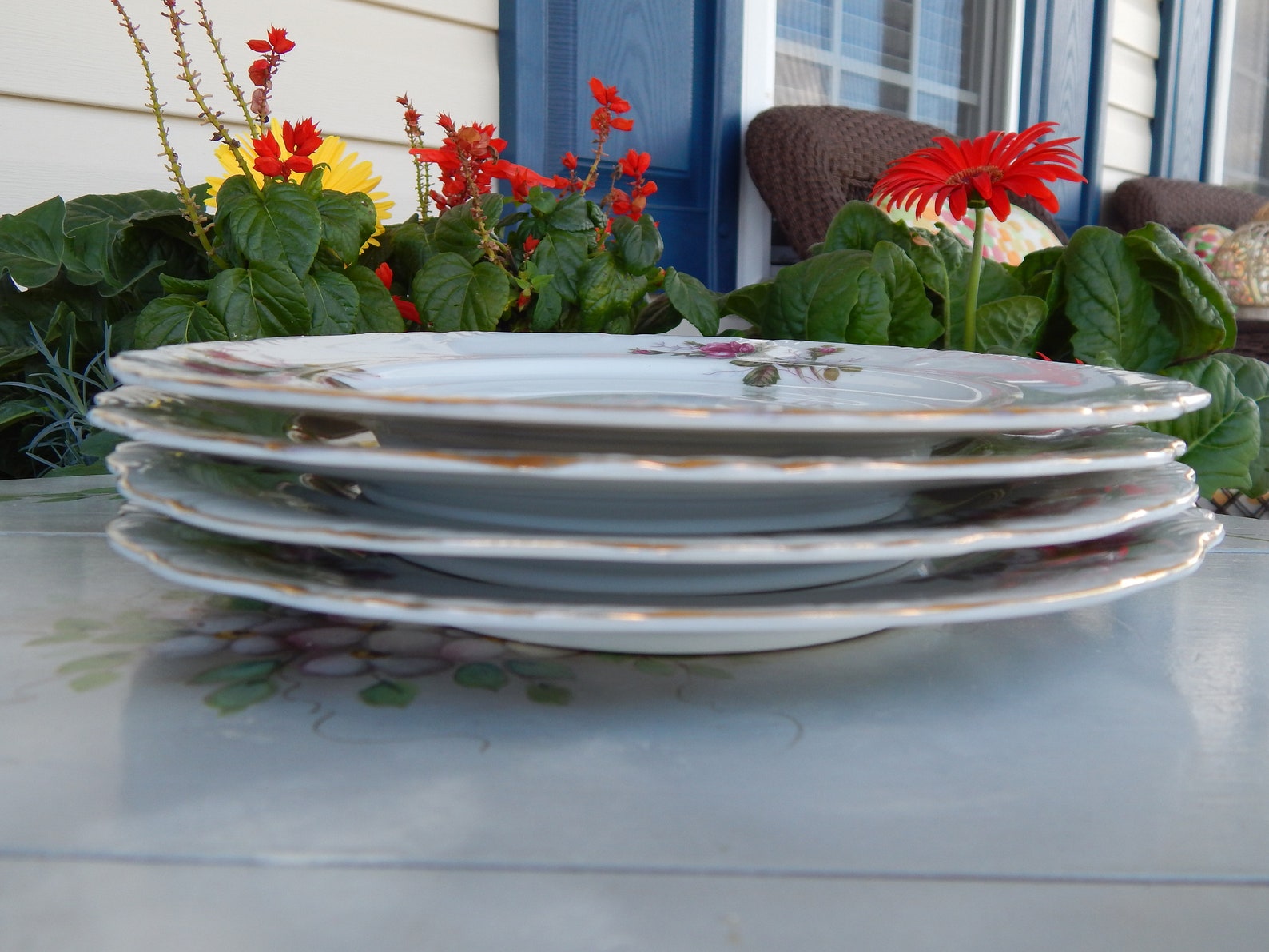 Pink Roses Plates Set of 4 Salad Plates 8 Pink Roses - Etsy