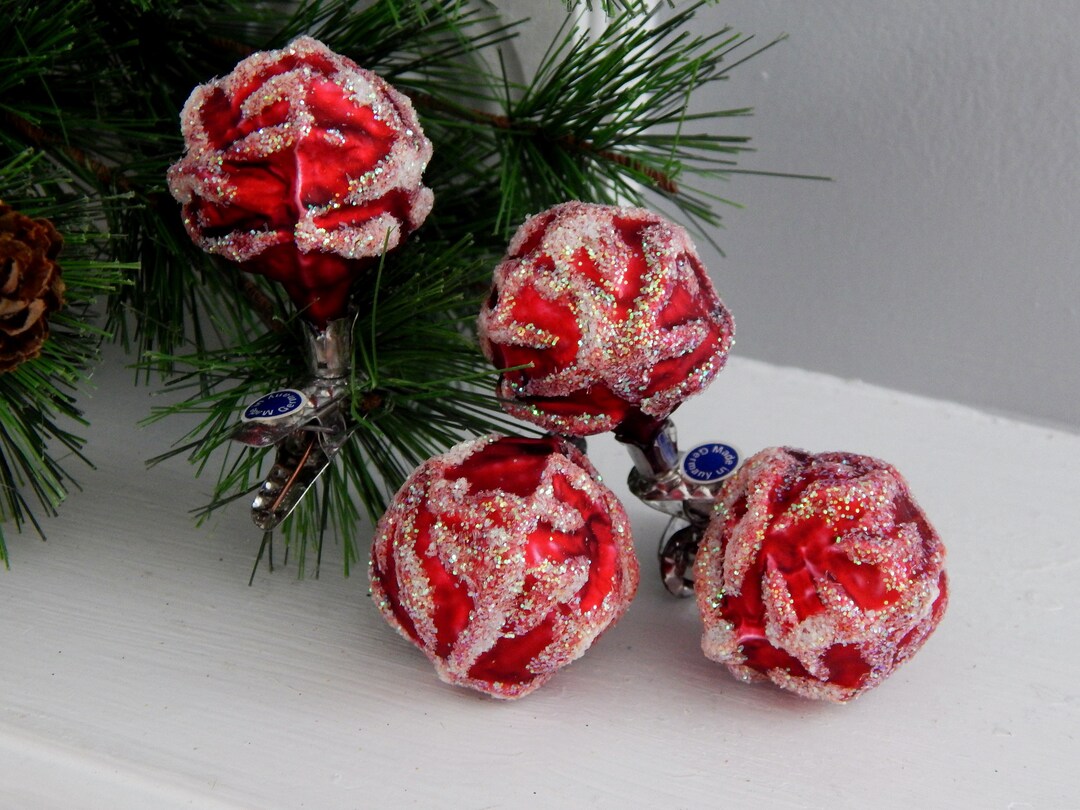 Vintage Christmas Ornaments Red Roses GERMANY Smith & Hawken - Etsy