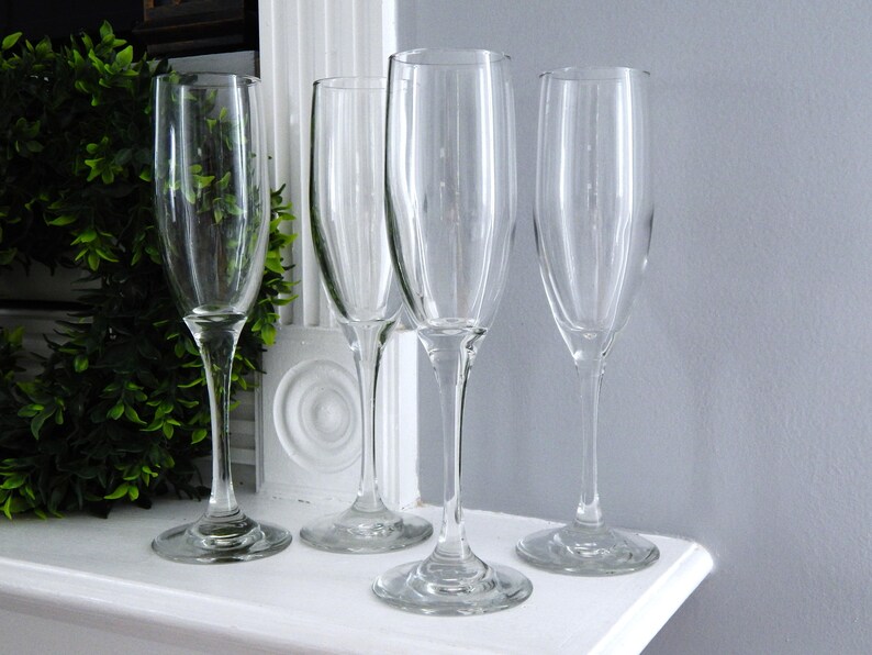 Vintage LIBBEY Flute Glasses Claret Set of 4, Tall Champagne Flutes - Etsy