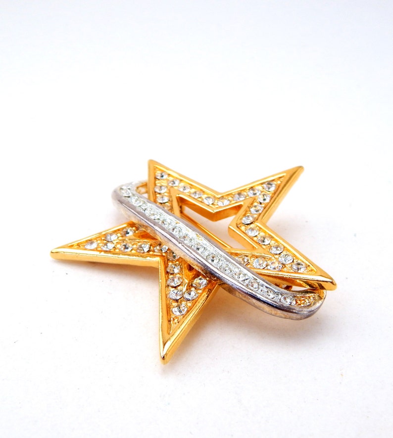 Rhinestone Star Pin Signed TONA Star Orbit Pin Crystals Gold - Etsy