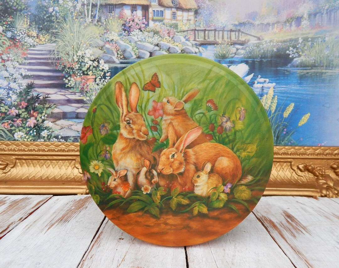 Bunny Rabits Tin Round Box, Bunny Family Vintage Tin - Etsy