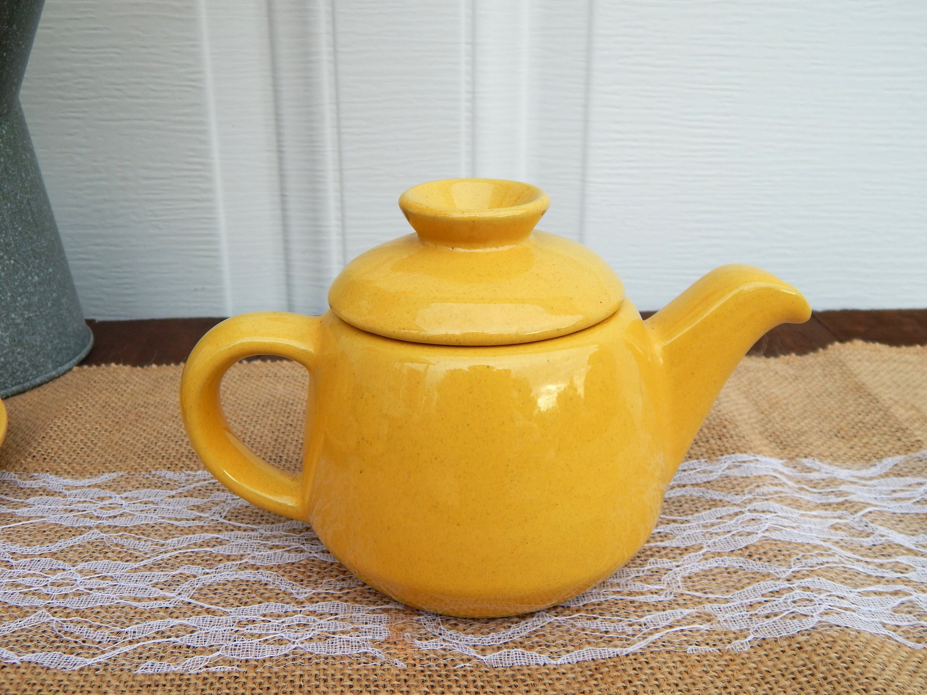 FRANKOMA Teapot Cups Mustard Yellow Pottery, Vintage Set of 2 Tea Cups ...