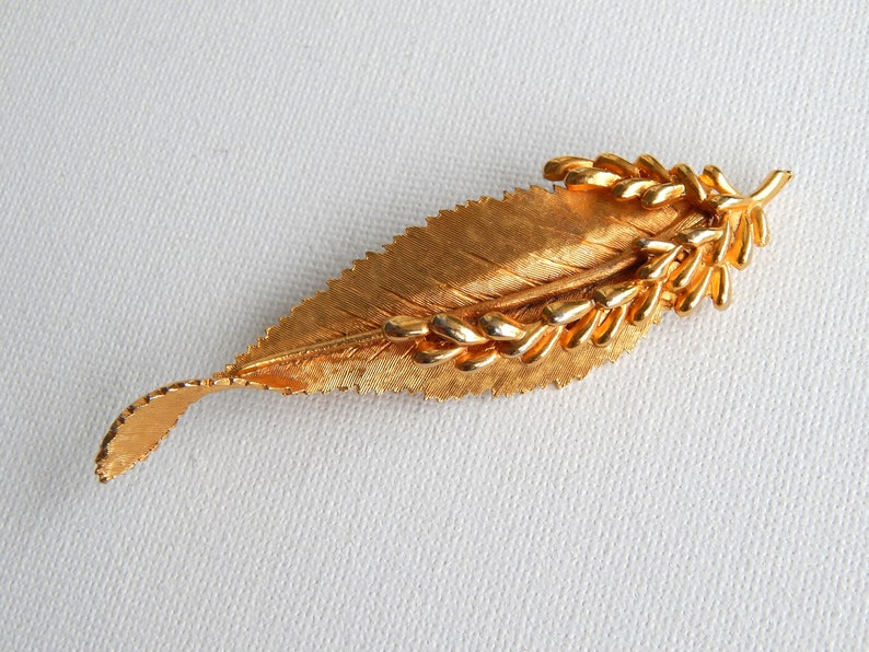 Vintage Leaf Pin Signed, Gold Leaf Pin BSK, Silver Leaf Pin Sarah ...