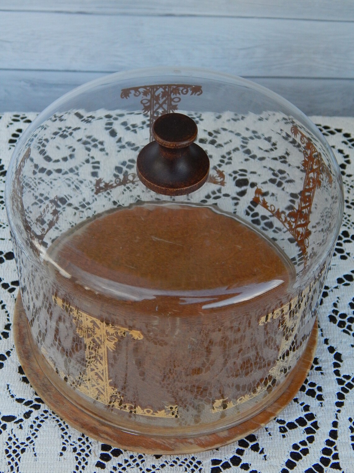 PYREX Cheese Server Glass Dome Cover Gold Scrolls Rustic - Etsy