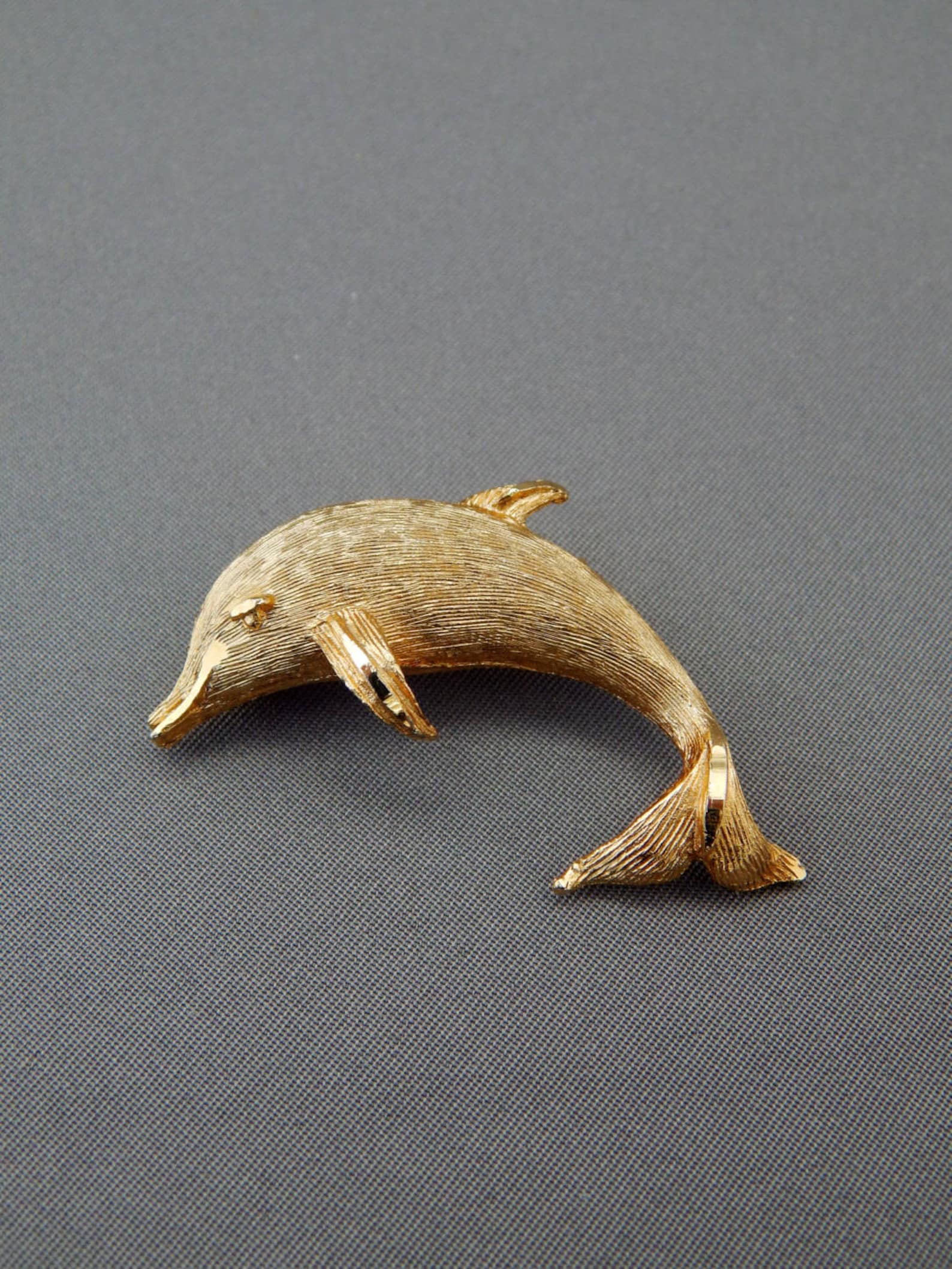Gold Dolphin Pin Brushed Gold Tone Dolphin Figural Pin - Etsy