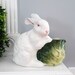 Vintage Bunny Planter, Ceramic Bunny With Cabbage Vase, Hand Painted ...