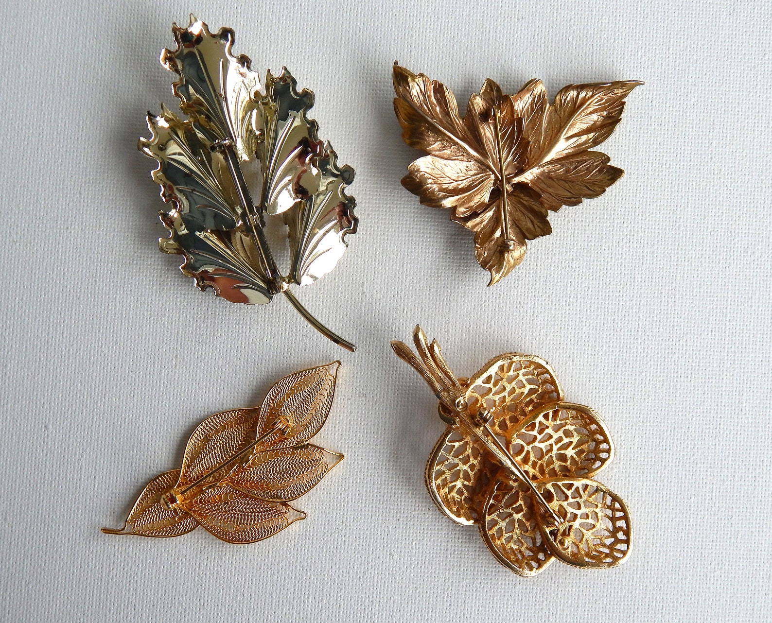 Gold Leaf Pin Filigree Leaf Pin Gold Tone Brass Maple Leaf - Etsy