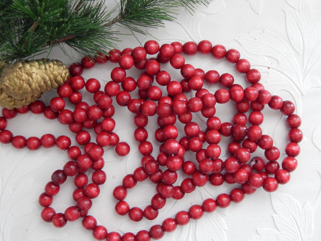 Vintage Christmas Garland Cranberry Red Wood Beads 9 Feet - Etsy
