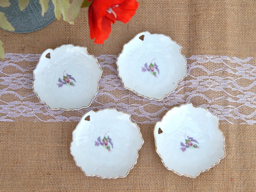 Pink Rose Butter Pats JAPAN Set of 4, Elegant Vintage Leaf Shaped ...