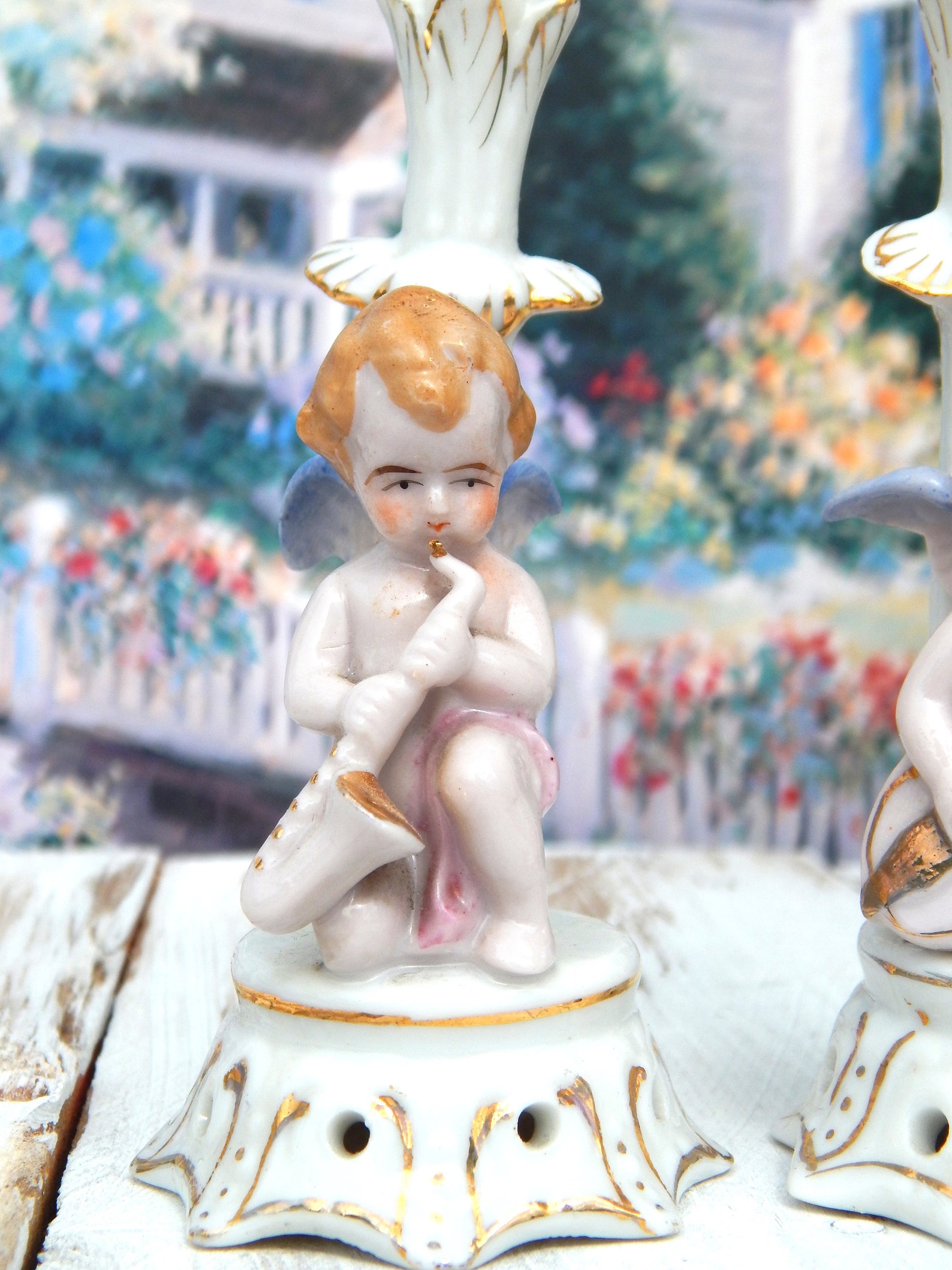 Antique Musician Angels Bud Vases Figurines Pair JAPAN - Etsy