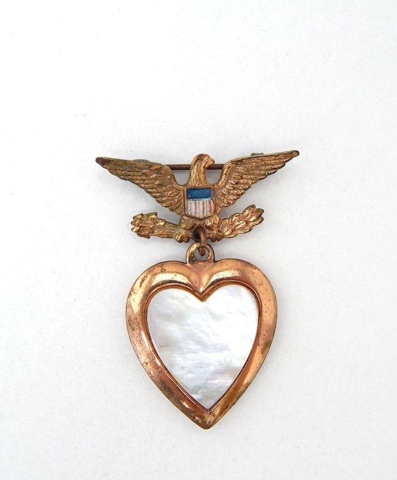 Sweetheart Pin WWI Era Antique American Eagle Heart Faux - Etsy