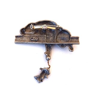 JJ Cat Pin, Cat and Mouse Pin, Signed Jonette Jewelry Cat Dangling ...