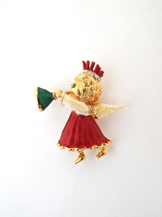 Gold Tone Angel Pin Gem