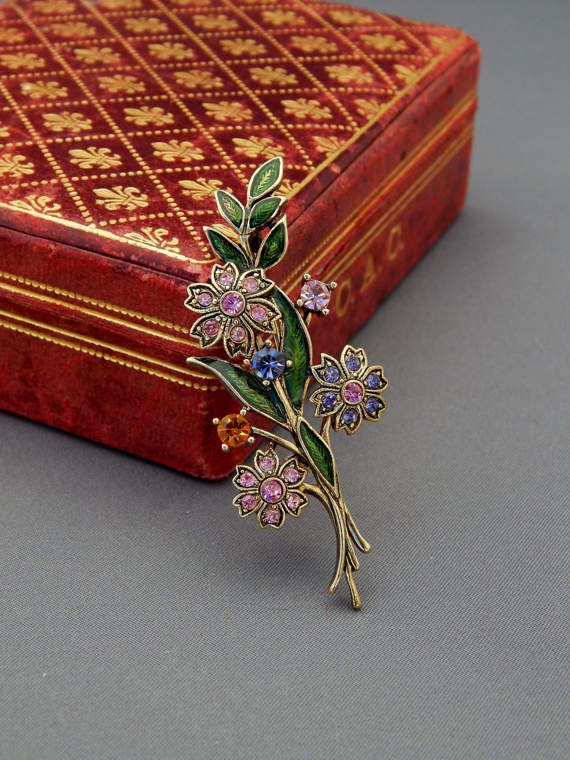 Enamel Flower Pin, Enamel Rhinestone Flowers Brooch Metal Flower ...
