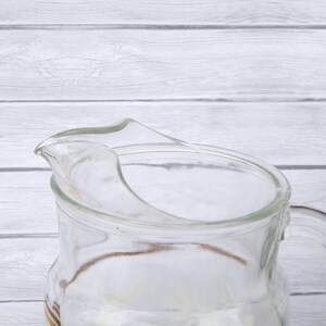 Antique Glass Pitcher White Flowers Gold Band, Tall Heavy Pitcher ...