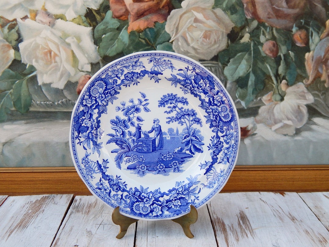 SPODE Blue Room GEORGIAN Plate Girl at Well Cake Plate Salad Plate ...