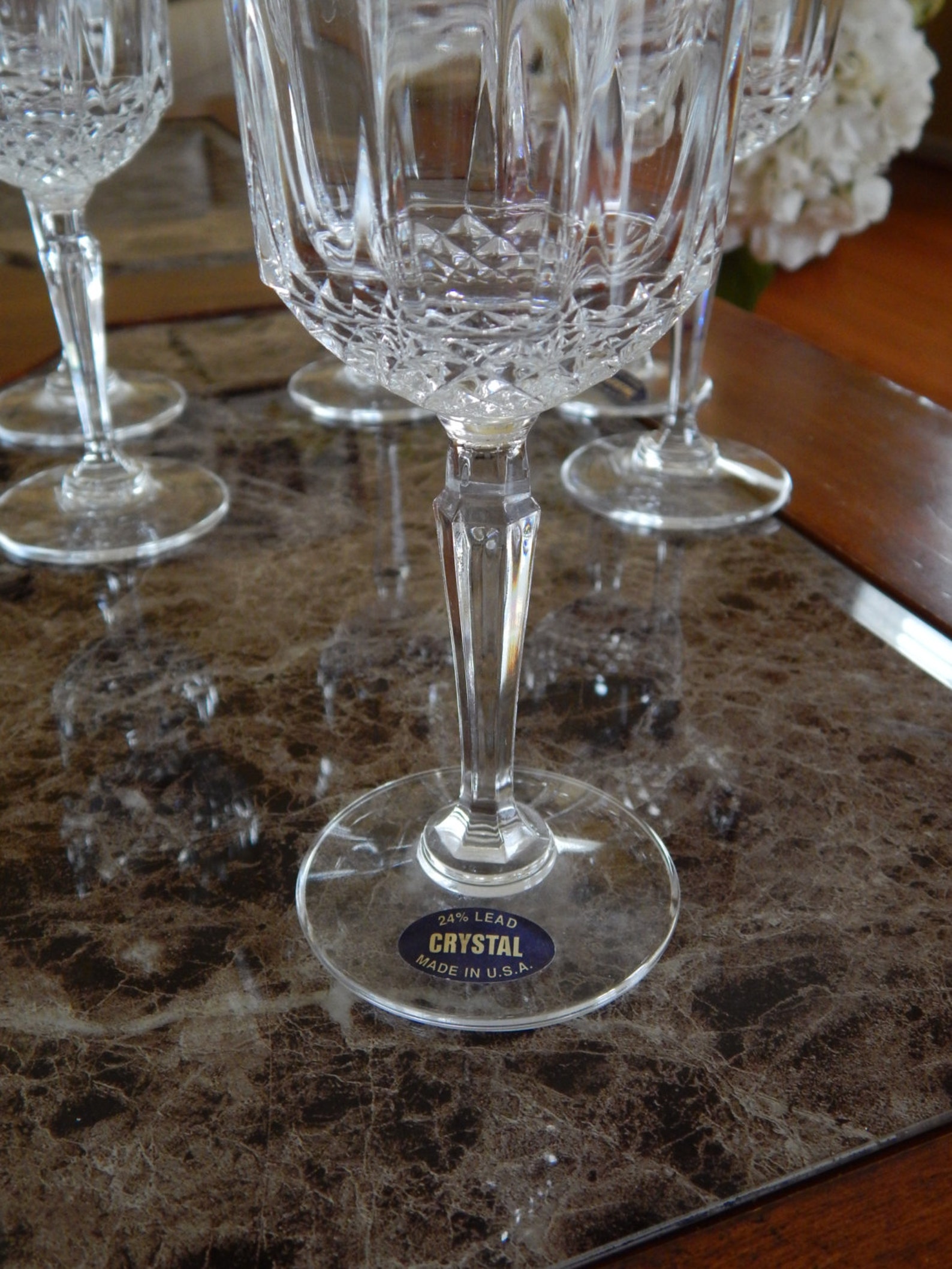 Crystal Wine Glasses Set of 6 Vintage Cut Crystal Stemware - Etsy