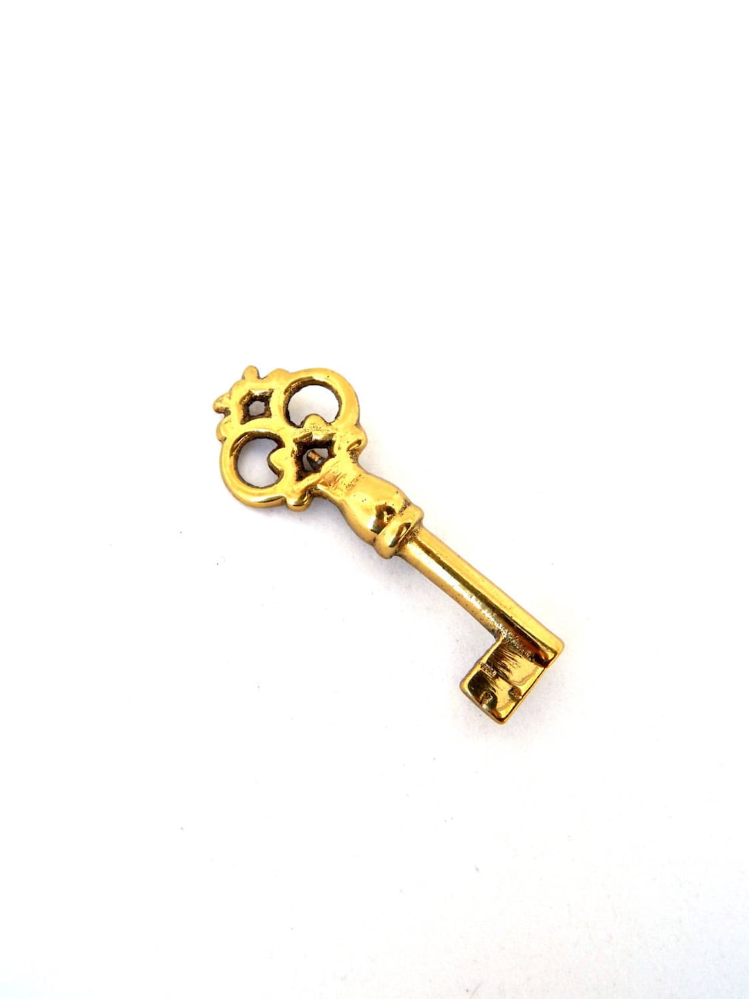 Skeleton Key Pin, Mid Century Gold Brass Key Brooch - Etsy
