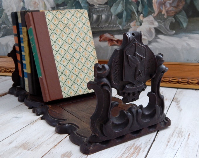 Antique 2 Tier Table Book Holder Shelf, Tilted Bookshelf End Table ...