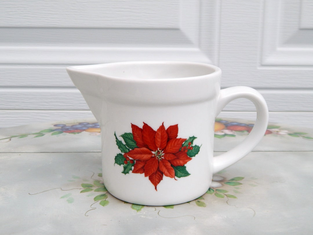 Christmas Creamer Red Poinsettia HALLMARK, Vintage Christmas Creamer - Etsy