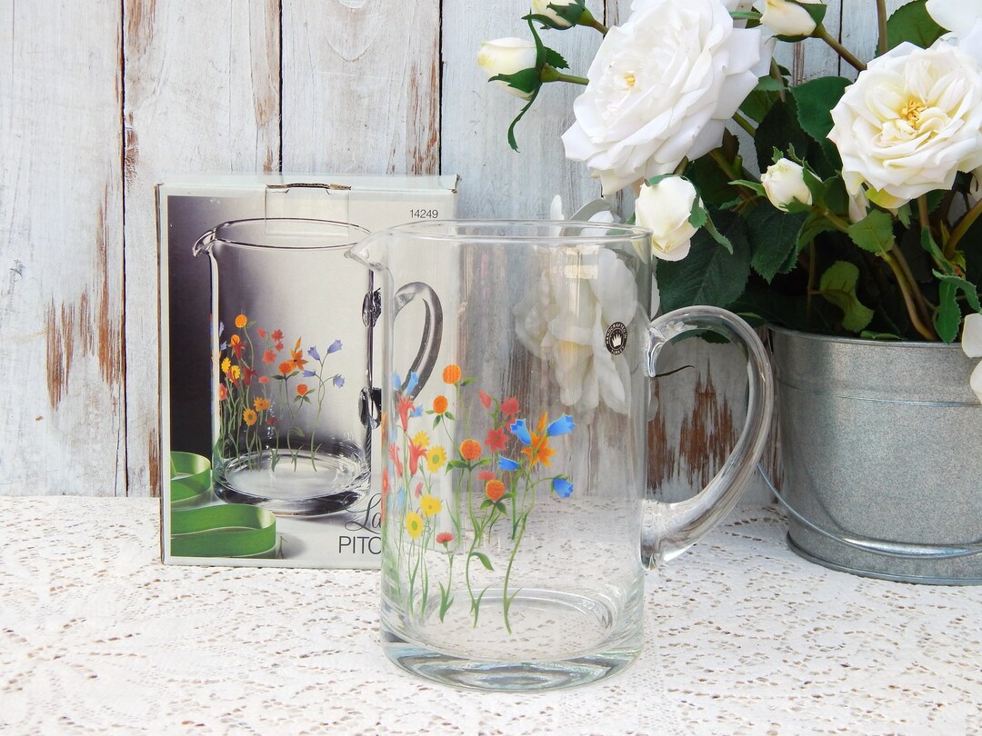 COLONY Floral Pitcher NOS, Glass Pitcher LAURA Wildflowers - Etsy