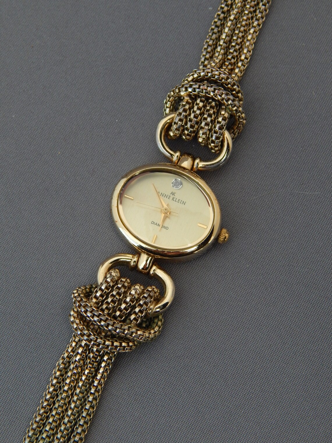 ANNE KLEIN Diamond Watch Ladies Watch Gold Tone Chains Band | Etsy