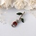 LIZ CLAIBORNE Rose Pin, Enamel Red Rose Pin Silver Tone Pink ...