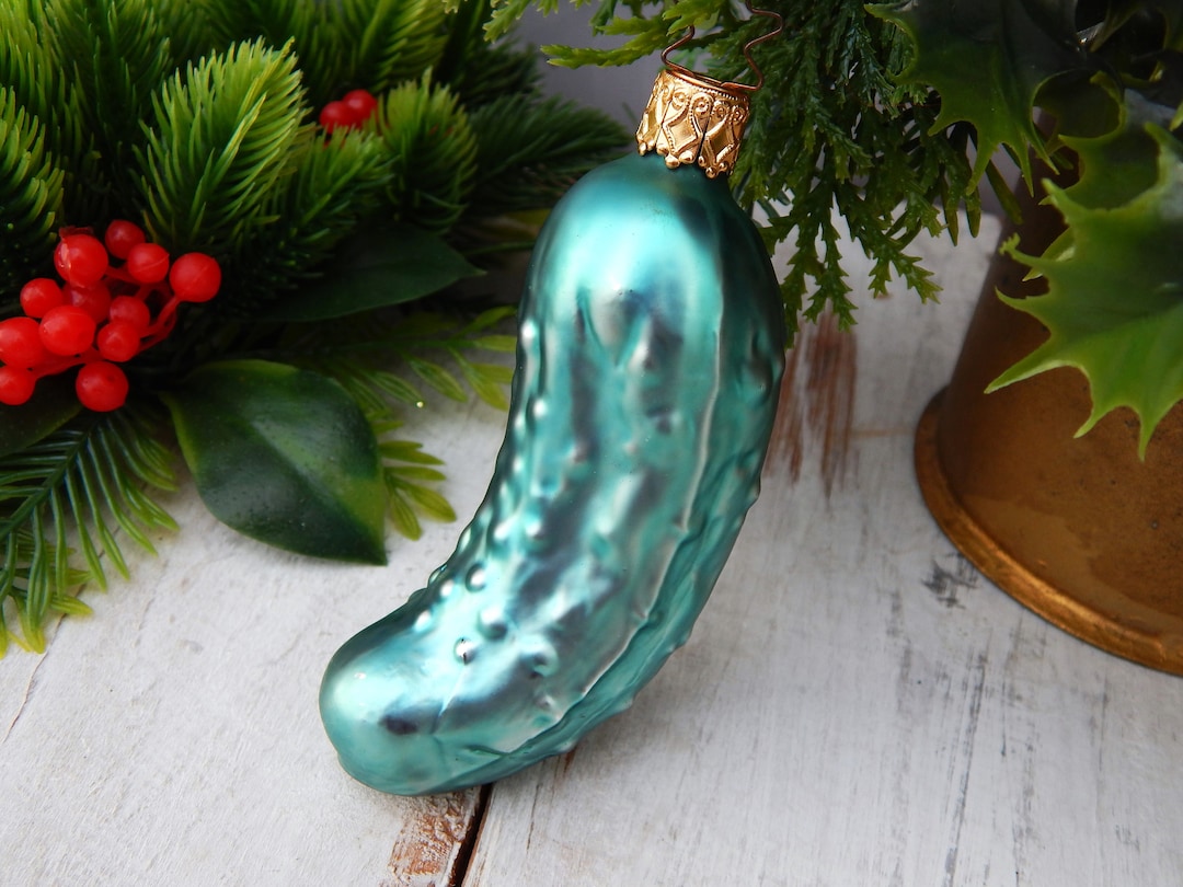 German Christmas Pickle Ornament, Glass Ornament Green Pickle GERMANY ...